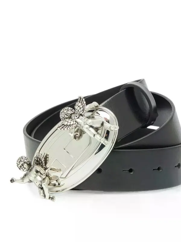 DIESEL® 3.5cm Leather Belt With Cherub Oval D Buckle