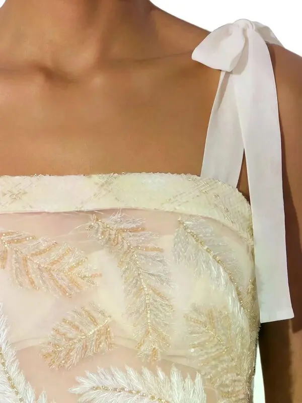 Elisabetta Franchi Tulle And Tweed Top With Feathers