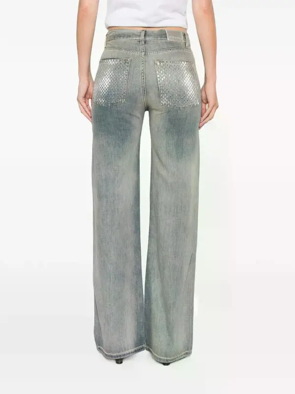 CIRCUS HOTEL Sequin-embellished Wide-leg Jeans
