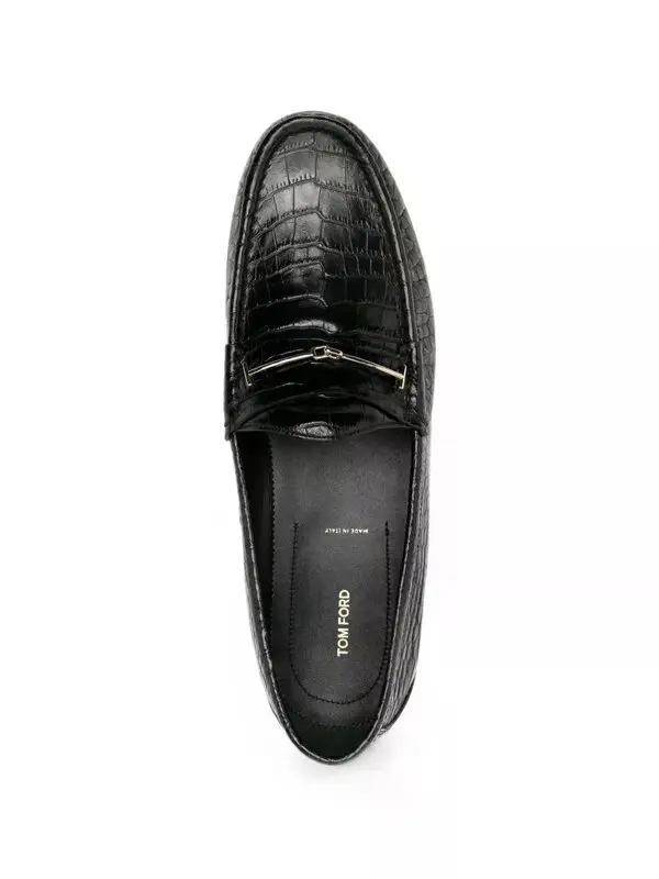 TOM FORD Crocodile-effect T-bar Loafers