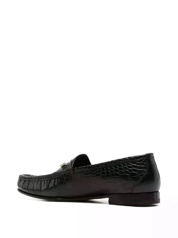 TOM FORD Crocodile-effect T-bar Loafers