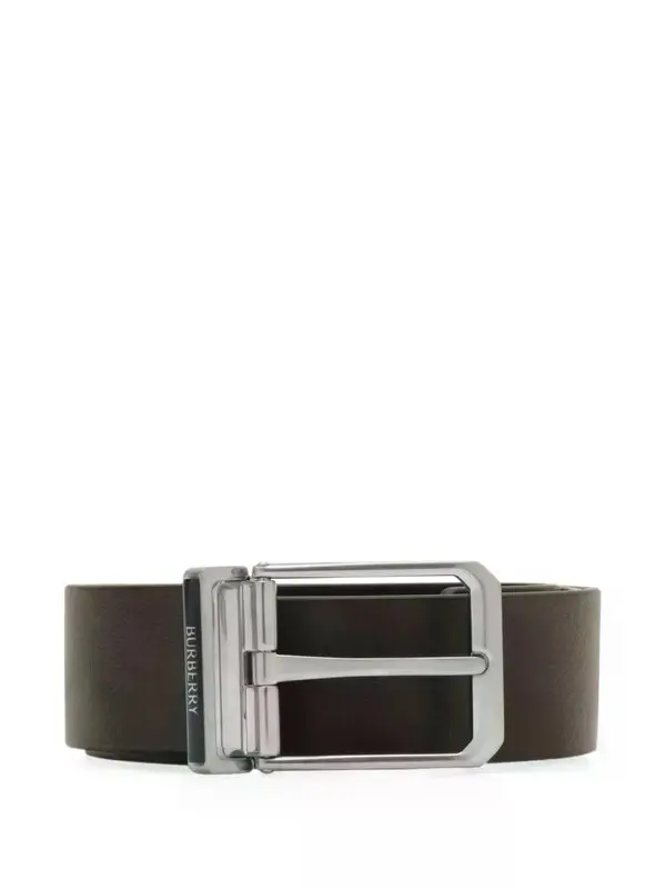 Burberry Reversible Leather Enamel Logo Belt - Black
