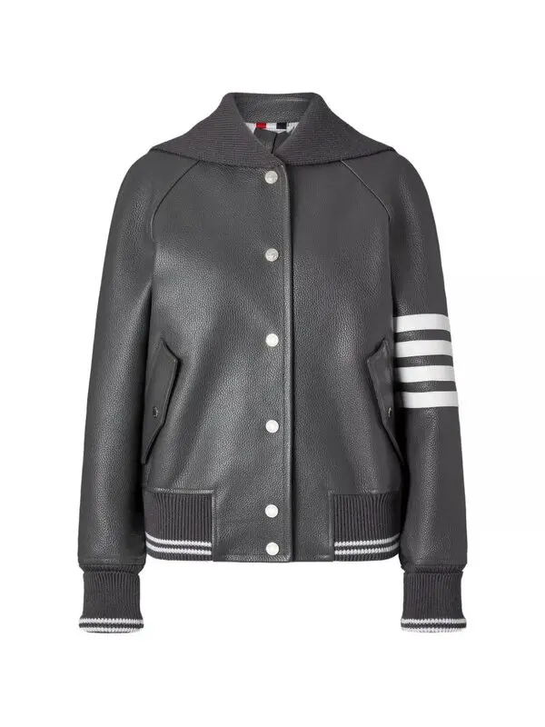 Thom Browne Leather 4-bar Oversized Blouson Jacke