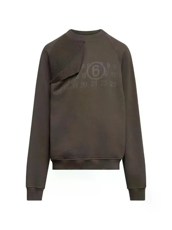 MAISON MARGIELA Trompe L'oeil Numeric-print Sweatshirt - Brown