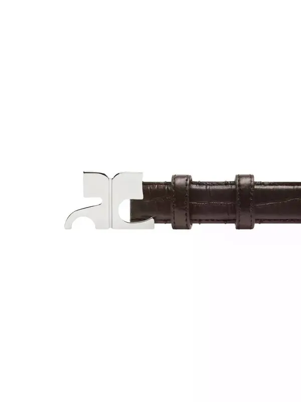 COURREGES Embossed Leather Belt - Brown