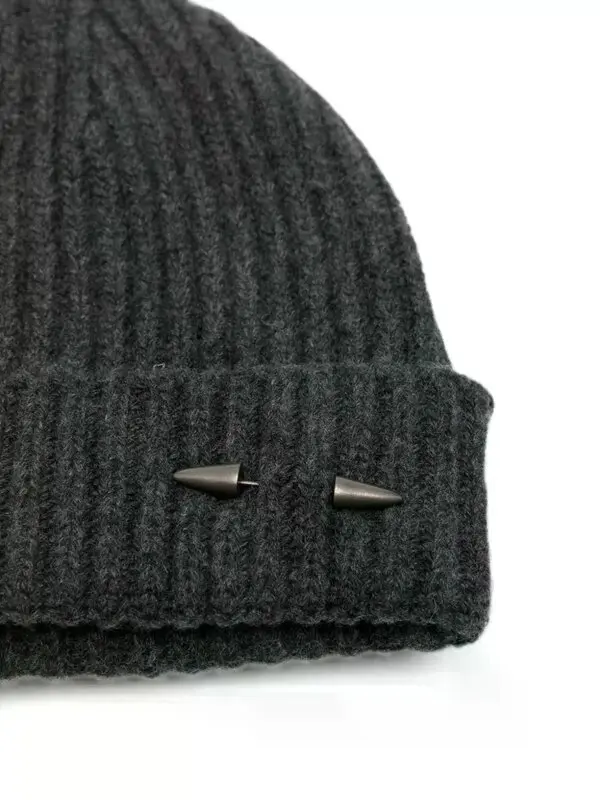 Isabel Benenato Ribbed-knit Spike-detail Beanie Hat
