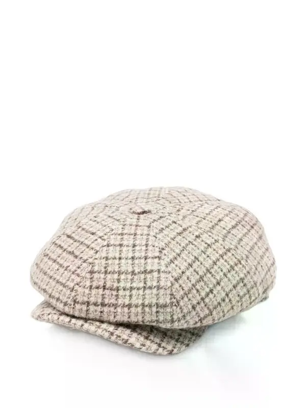 Eleventy Check-pattern Baker-boy Cap - Neutrals