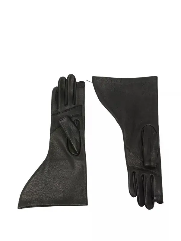 Rick Owens Asymmetric Leather Gloves - Black