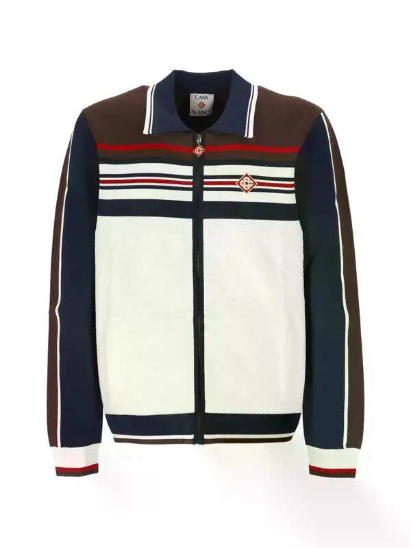 Casablanca Café Culture Logo-patch Zip-up Sweater - White