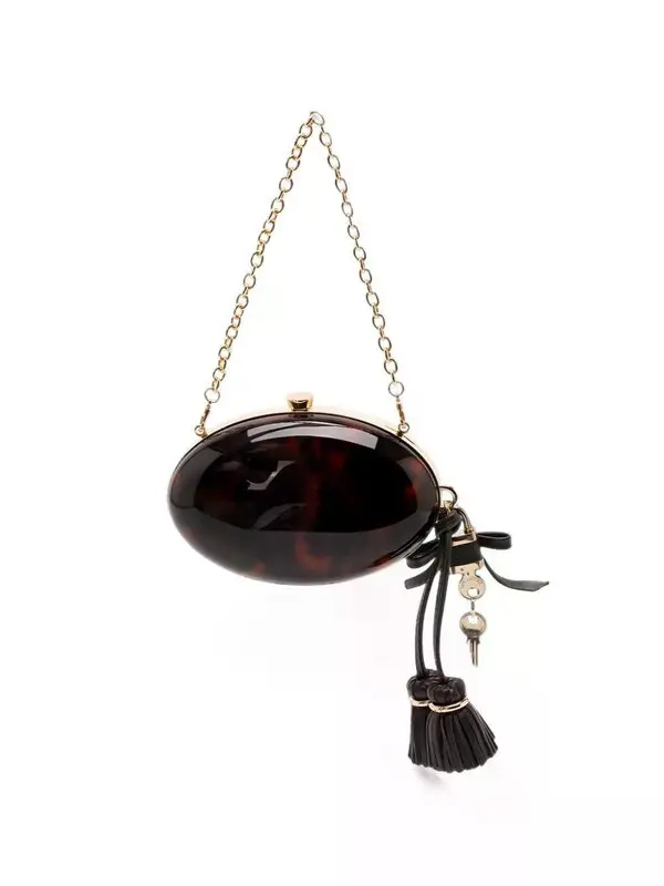 SELF-PORTRAIT Tortoiseshell-effect Tassel-detail Clutch Bag