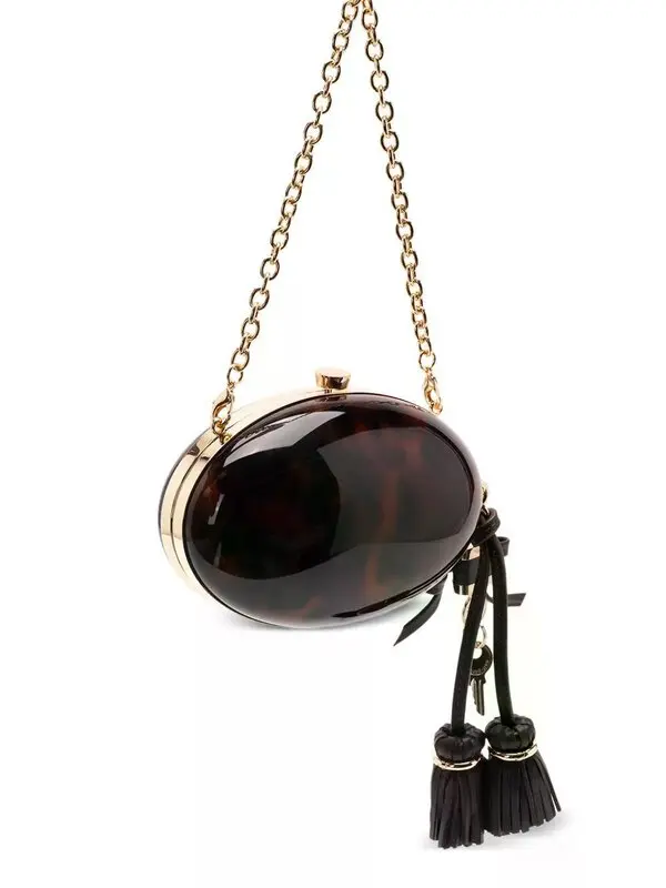 SELF-PORTRAIT Tortoiseshell-effect Tassel-detail Clutch Bag