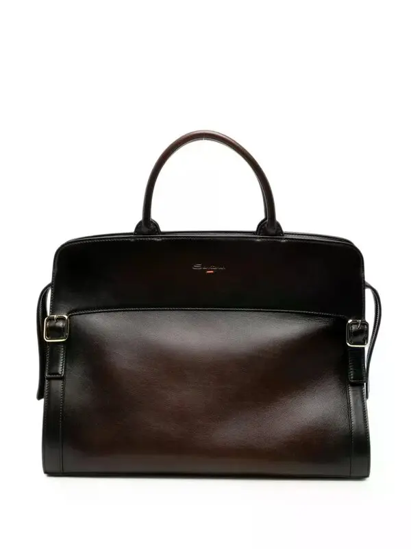 Santoni Burnished Leather Tote Bag
