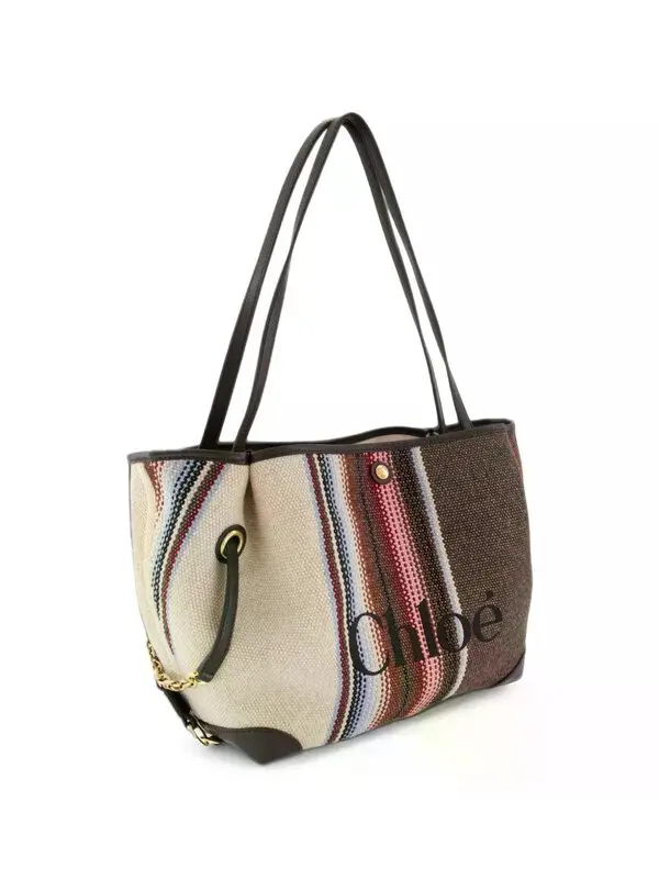 Chloé Clover Logo-embroidered Striped Tote Bag