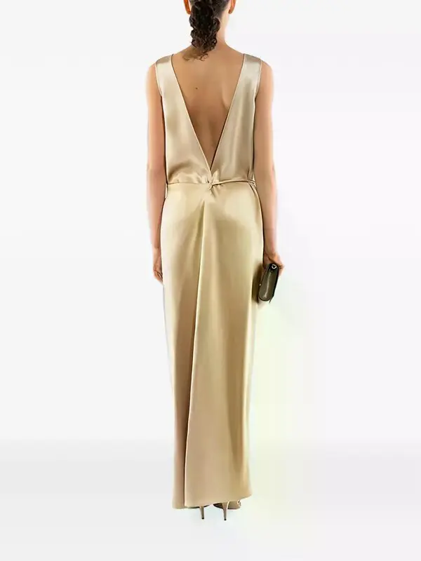 FERRAGAMO Satin-finish Wrap-style Maxi Dress