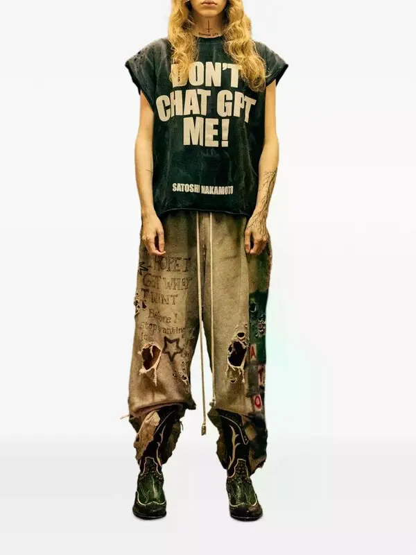 SATOSHI NAKAMOTO Chat Gptee Slogan-print Distressed T-shirt