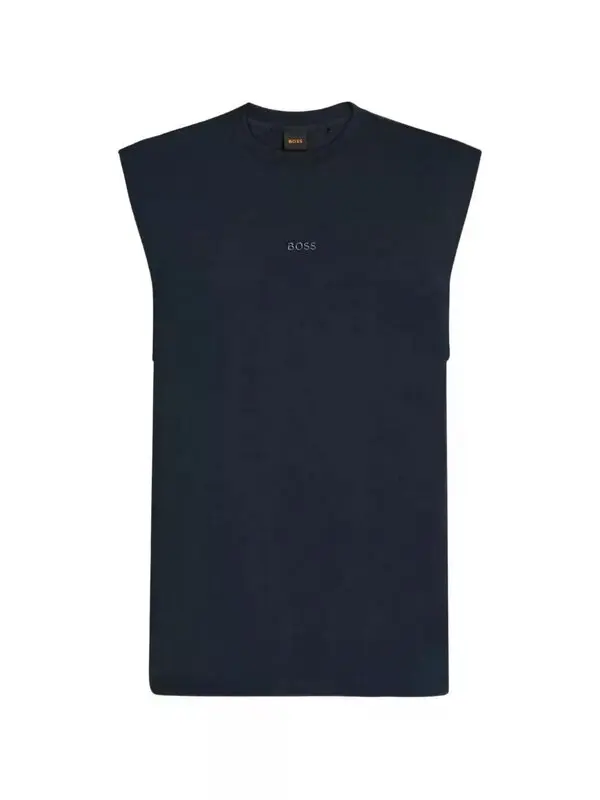 BOSS Logo-embroidered Sleeveless Cotton T-shirt