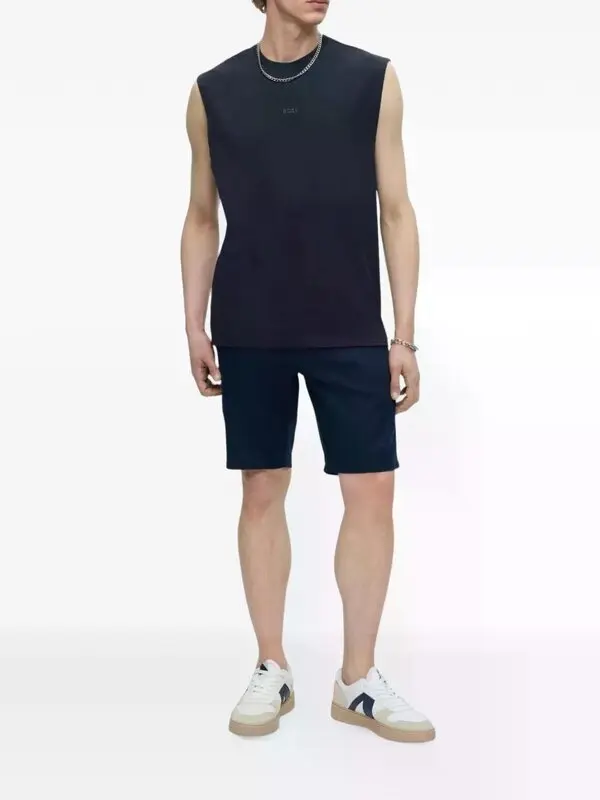 BOSS Logo-embroidered Sleeveless Cotton T-shirt