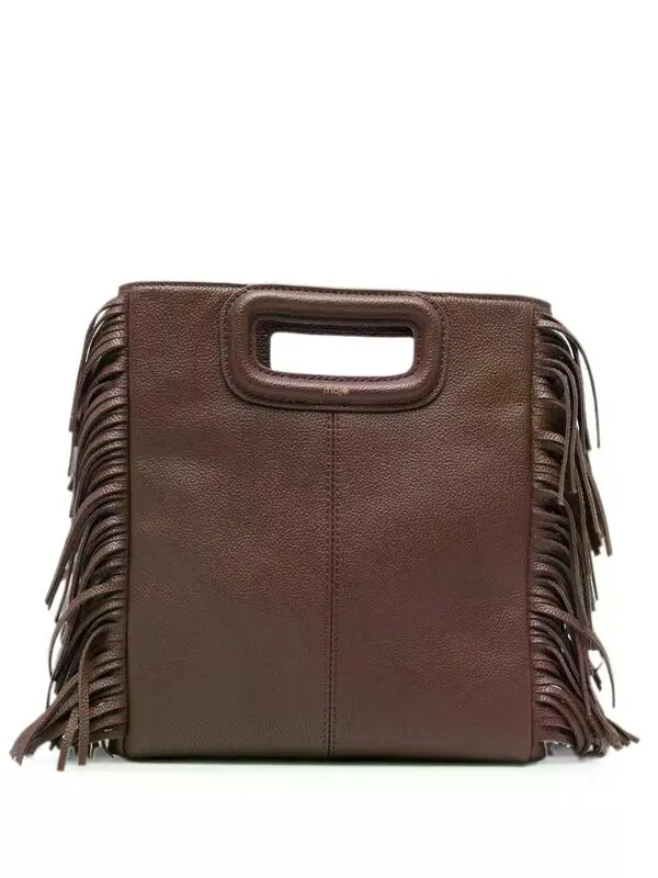 Maje Fringed Leather Tote Bag - Brown