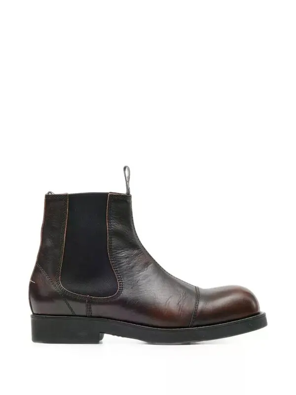 MAISON MARGIELA Brushed Leather Chelsea Boots - Brown