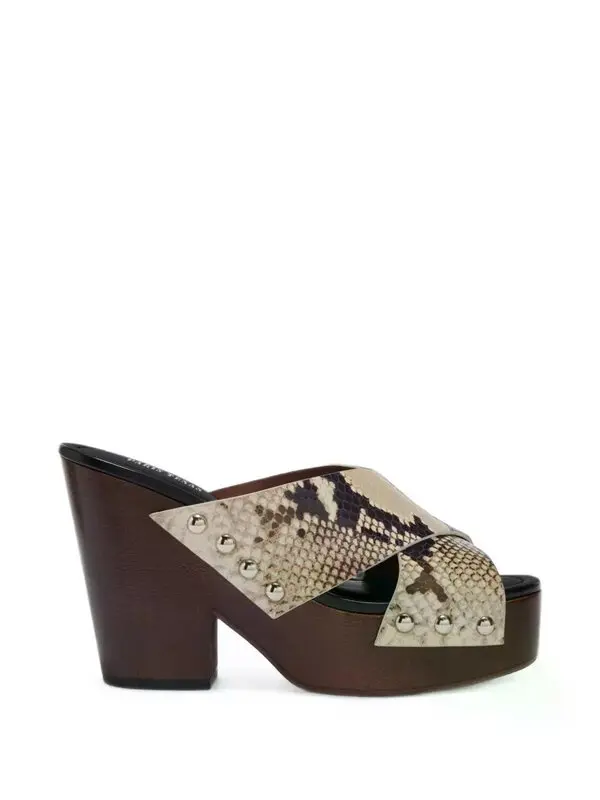 Paris Texas Marisol Snakeskin-effect Studded Sandals