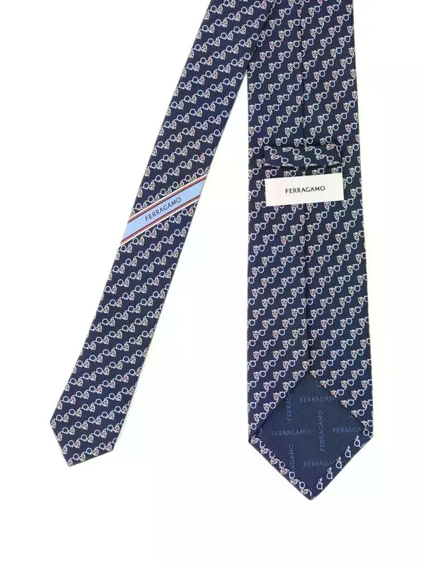 FERRAGAMO Owl-print Silk Tie - Blue