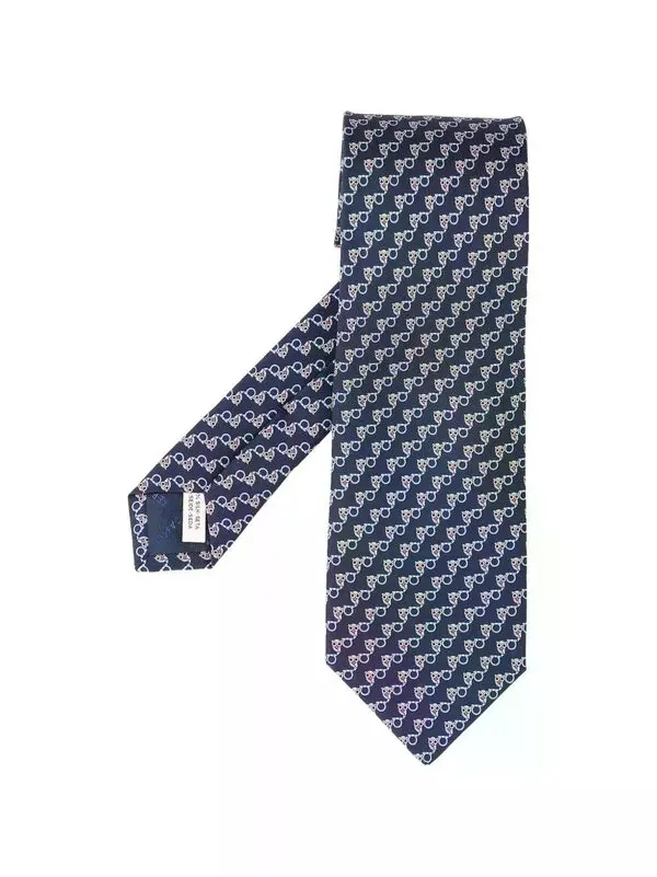 FERRAGAMO Owl-print Silk Tie - Blue