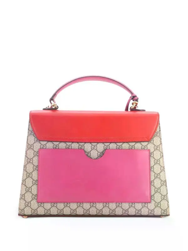 Gucci Padlock Top Handle Bag Gg Coated Canvas And Leather Satchel - Brown