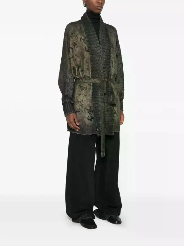 Avant Toi Jacquard Knit Belted Coat