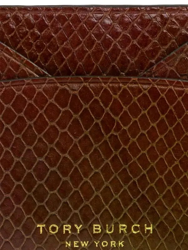 Tory Burch Romy Snake-embossed Flat Card Case