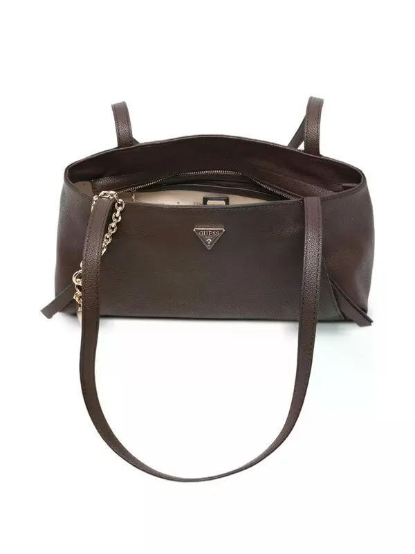 Guess Logo Plaque Pebbled Leather Shoulder Bag
