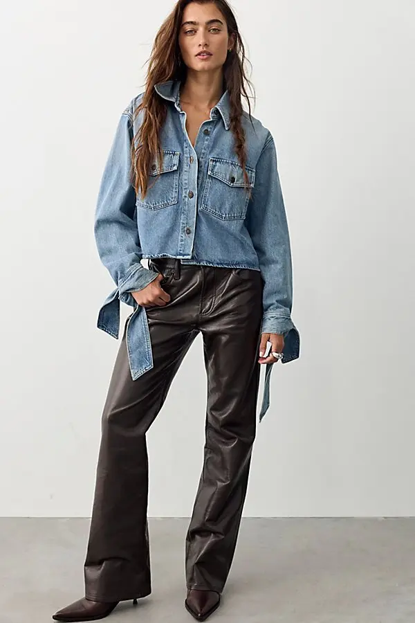 AGOLDE Hewitt Cropped Button Down Shirt At