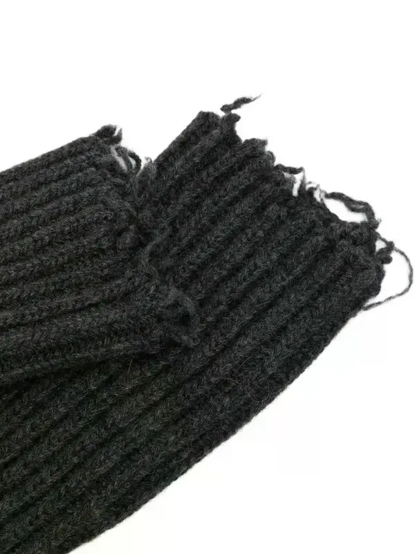 Isabel Benenato Distressed Ribbed-knit Fingerless Gloves