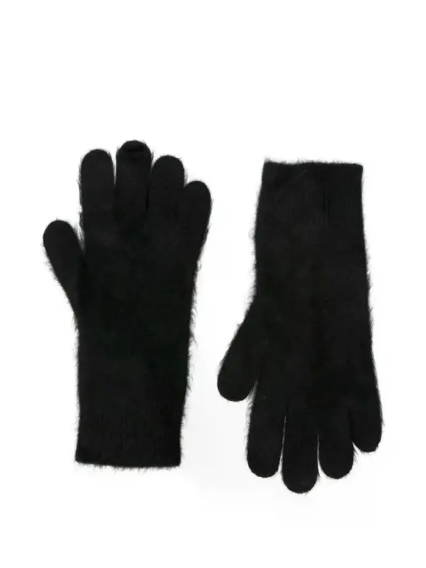 Soft Goat Fine-knit Gloves - Black