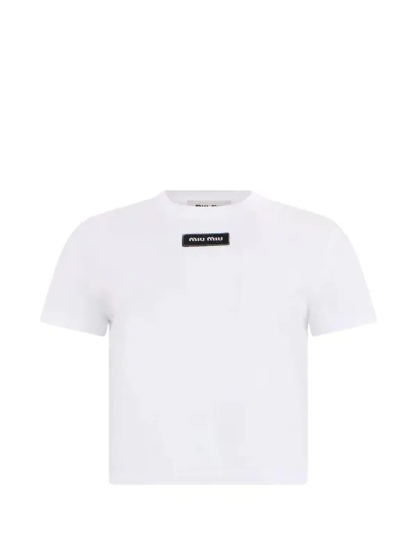 Miu Miu Logo-patch Cropped T-shirt