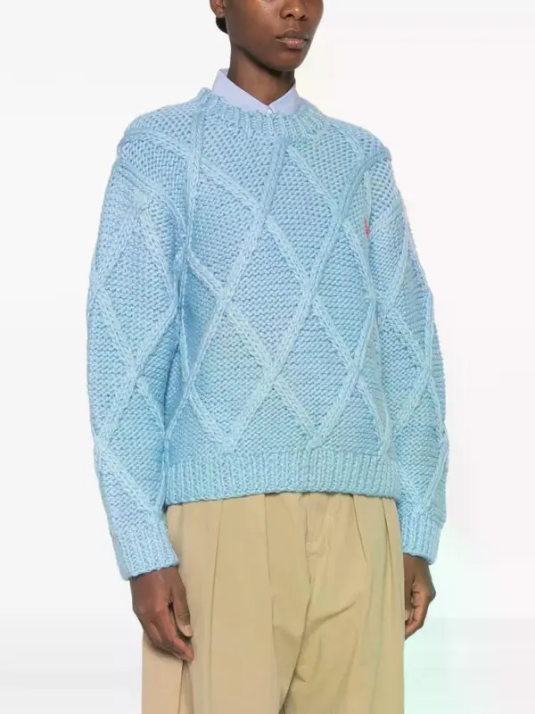 Stine Goya Cable-knit Embroidered-logo Sweater