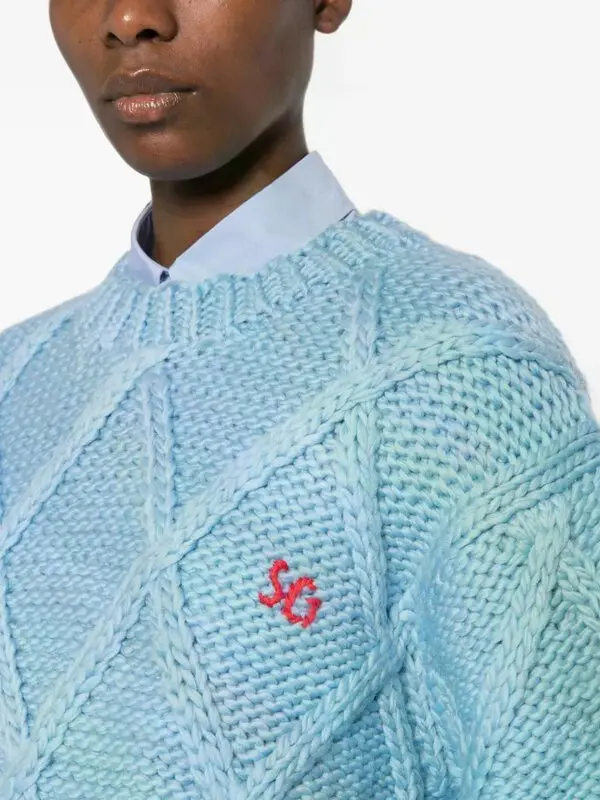 Stine Goya Cable-knit Embroidered-logo Sweater