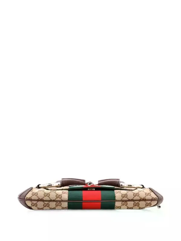 Gucci Horsebit Nm Web Chain Clutch Gg Canvas Medium Shoulder Bag