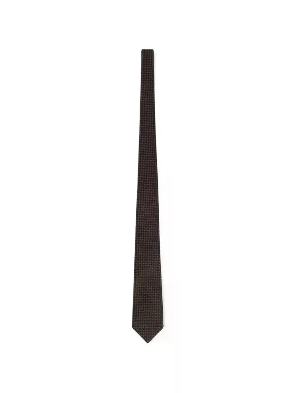 FURSAC Geometric-pattern Silk Tie - Brown