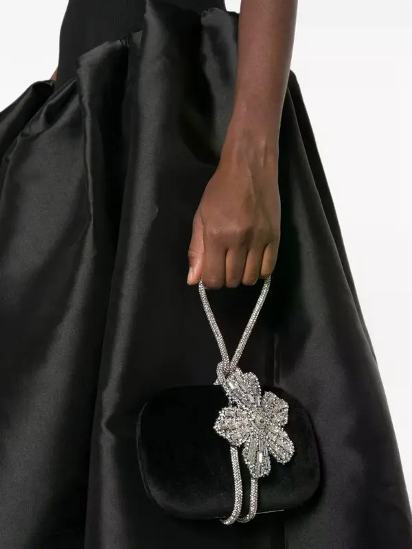 TWENTY FOURHAITCH Crystal-embellished Flower Mini Clutch Bag
