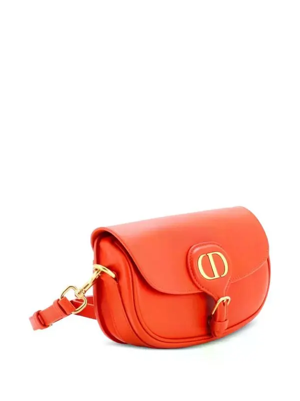 Dior Bobby Flap Bag Leather East West Crossbody Bag - Orange