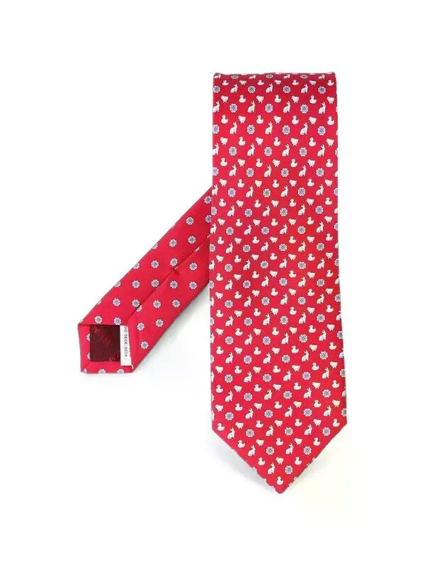 FERRAGAMO Charms-print Silk Tie - Red