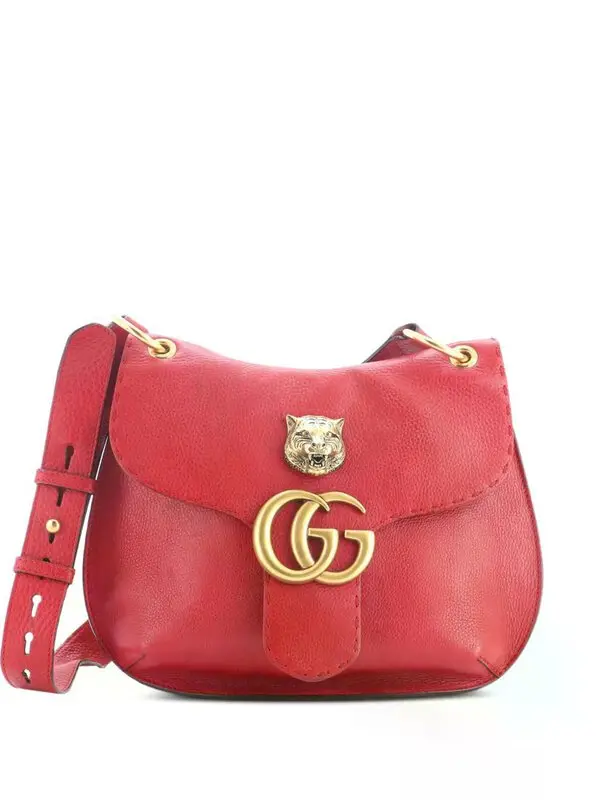 Gucci Gg Marmont Animalier Shoulder Bag Leather Medium - Red