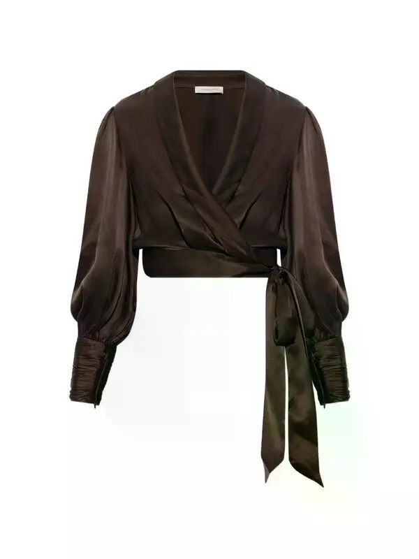 Zimmermann Wrap-style Bishop-sleeve Blouse