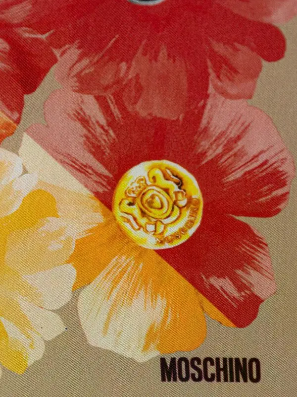 Moschino Floral-print Button-motif Scarf - Red