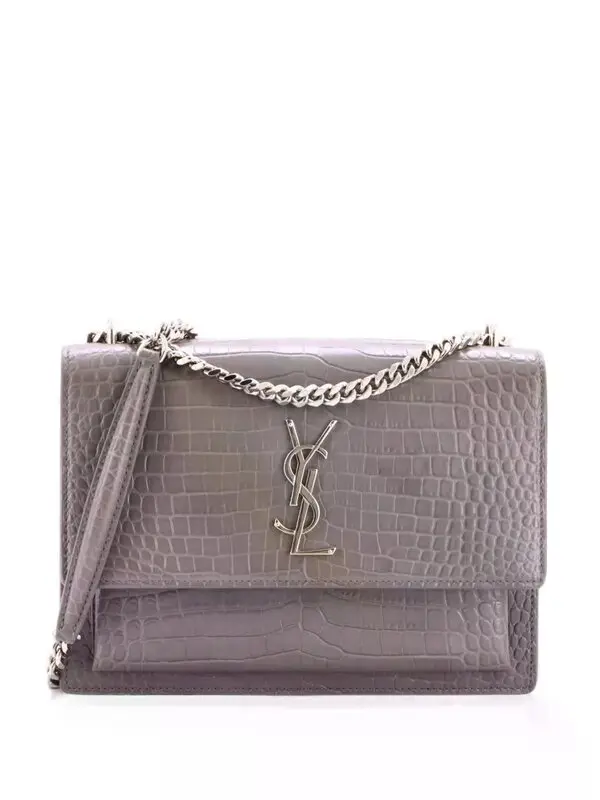 Saint Laurent Sunset Crocodile Embossed Leather Medium Crossbody Bag
