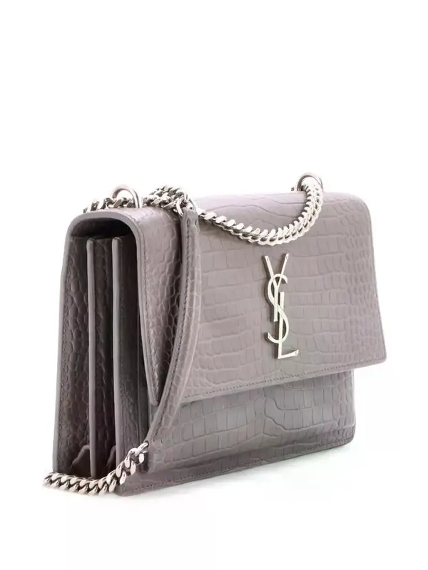 Saint Laurent Sunset Crocodile Embossed Leather Medium Crossbody Bag