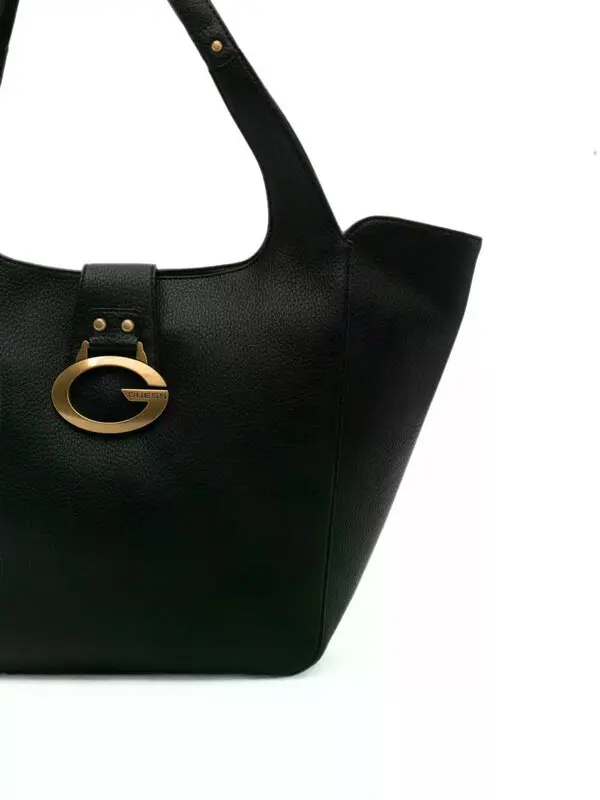 Guess Logo-plaque Pebbled-leather Tote Bag