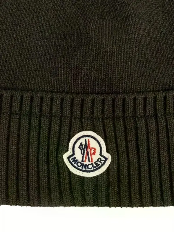 Moncler Logo-patch Ribbed-trim Beanie Hat