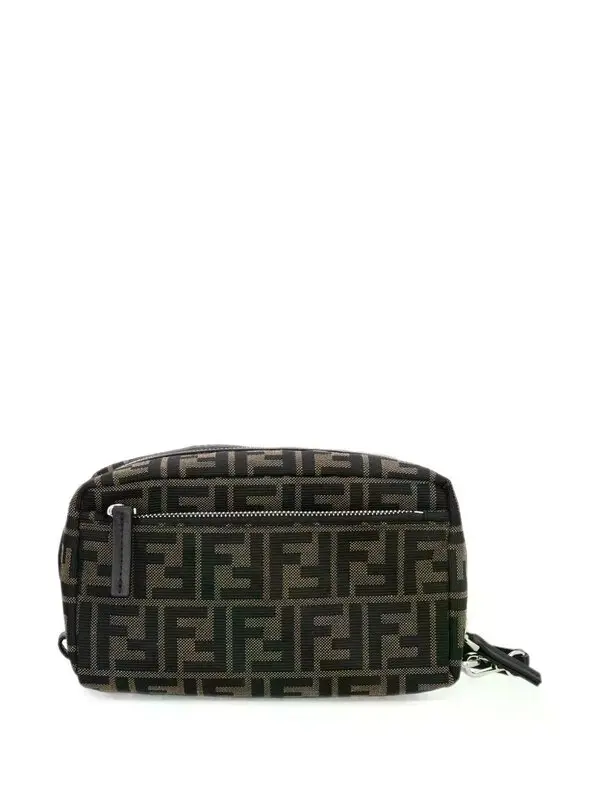 Fendi Logo-jacquard Wash Bag - Black