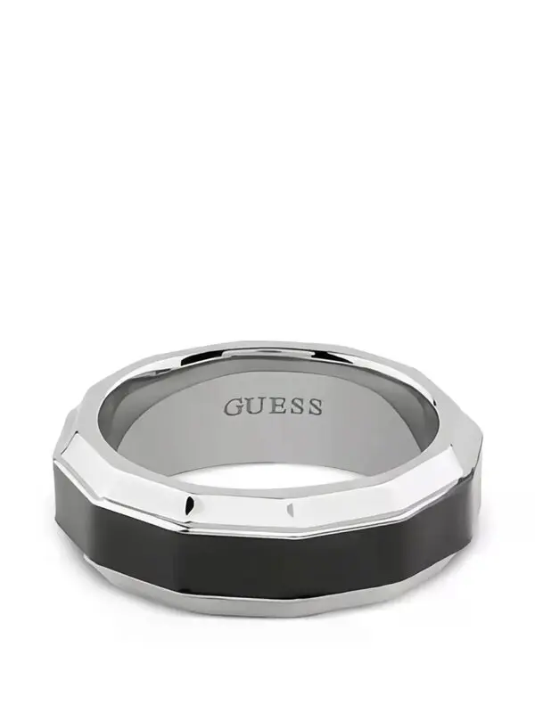 Guess Hexagonal Shape Enamel Inlay Ring - Silver